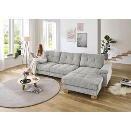 Ecksofa DIE PLANBAR "PP-LA19101 L-Form, Breite 316 cm", silber, B:316cm H:86cm T:177cm, 88% Polyester;12% Polyamid, Sofas, Ecksofa, wahlweise mit Bettfunktion und verstellbaren Kopfst&uuml;tzen, in Cord