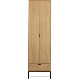 Mehrzweckschrank Woood "Woood SILAS SCHRANK EICHE DEKOR [fsc]", transparent, B:60cm H:210cm T:36cm, Massivholz, Schr&auml;nke, Mehrzweckschrank, schmaler Hochschrank aus Eichenmelamin, modernes Design, viel Stauraum