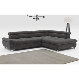 Ecksofa COTTA "Gemini L-Form, B: 312 cm", braun (mud), B:312cm T:234cm, Sofas, Ecksofa, mit Kopfteilverstellung, optional Bettfunktion