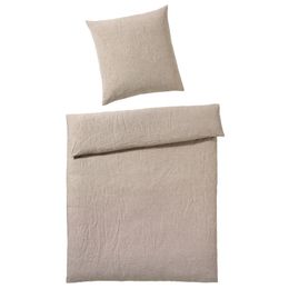Bettw&auml;sche Elegante "Breezee", beige, B/L: 135cm x 200cm, 1 Stk., 1 Stk., Halbleinen, B/L: 80cm x 80cm, 2 Stk., Halbleinen, Obermaterial: 50% Baumwolle, 50% Leinen, Bettw&auml;sche, Bettw&auml;sche, angenehmes Hautgef&uuml;hl