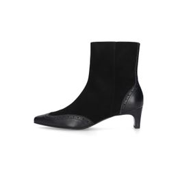 Schlupfboots Henry Stevens "Madison ZB40", Damen, Gr. 39, schwarz, Ziegenvelours und Kalbsleder, Schuhe Schlupfboots, Damen Stiefelette mit Absatz handgefertigt, Lederschuh