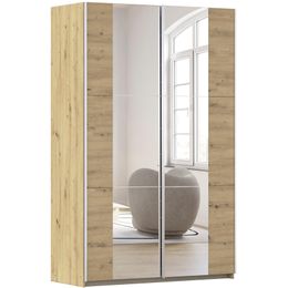 Schwebet&uuml;renschrank Rauch "Kleiderschrank Dreht&uuml;renschrank Schrank Garderobe KRONACH TOPSELLER", braun (eiche artisan, griffleisten alu, 2 spiegel), B:131cm H:210cm T:59cm, Holzwerkstoff, Schr&auml;nke, Schwebet&uuml;renschrank, optional ohne, mit 1 oder 2 Spiegel, viel Stauraum MADE IN GERMANY, Topseller