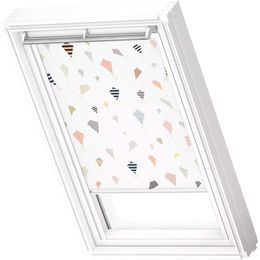 Verdunklungsrollo Velux "DKL 4667SWL", kids drachen, wei&szlig;, U04, stufenlos positionierbar, Polyester, Rollos, Verdunklungsrollo, wei&szlig;e F&uuml;hrungsschienen & Griffleiste