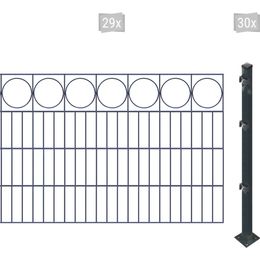 Doppelstabmattenzaun Arvotec "ESSENTIAL 80 zum Aufschrauben "Ring" mit Zierleiste", grau (anthrazit), H:80cm, Kunststoff, Stahl, Zaunelemente, Zaunh&ouml;he 80 cm, Zaunl&auml;nge 2 - 60 m