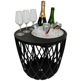 Beistelltisch COOTAB COOLER TABLE "4-in-1 Loungetisch mit Edelstahl-K&uuml;hler Dubai 45 cm schwarz", schwarz, B:45cm H:45cm, Tische, Beistelltisch, Wetterfest, Pflegeleicht, Hitzebest&auml;ndig, Stapelbar