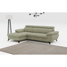 Ecksofa COTTA "Hudson L-Form, B: 261 cm", gr&uuml;n, B:261cm T:166cm, Sofas, Ecksofa, mit Kopfteilverstellung, optional Bettfunktion & Bettkasten
