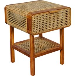 Nachtkonsole Sit, beige (natur), B:48cm H:60cm T:45cm, FSC-zertifiziertes Massivholz, Geflecht Peddigrohr, Sideboards, Nachtkonsole, mit Wiener Geflecht, Nachttisch in zierlicher Optik