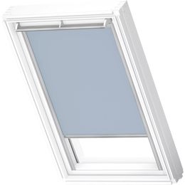 Verdunklungsrollo Velux "DKL 4576S", himmelblau, alufarben, MK06, stufenlos positionierbar, Polyester, Rollos, Verdunklungsrollo, alufarbene F&uuml;hrungsschienen & Griffleiste