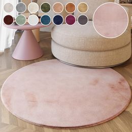 Hochflor-Teppich Esprit "Alice ESP-4377 Kunstfell" Gr. 8, rosa, H:25mm &Oslash;:100cm, Kunstfaser, Teppiche, Kaninchenfell-Haptik, besonders weich und dicht, f&uuml;r alle R&auml;ume