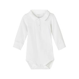 Langarmbody name it "NBMHOLGER LS POLO BODY NOOS", Jungen, Gr. 62, N-Gr, wei&szlig; (hellwei&szlig;), Jersey, Obermaterial: 95% Baumwolle, 5% Elasthan, unifarben, regular fit, Bodys