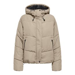 Steppjacke Only "ONLMAGGI LIFE SHORT PUFFER CC OTW", Damen, Gr. XS, silber mink, Web, Obermaterial: 100% Polyester, unifarben, regular fit, Jacken Steppjacke, Kunstfaser