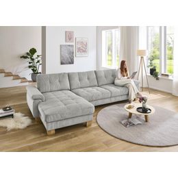 Ecksofa DIE PLANBAR "PP-LA19101 L-Form, Breite 316 cm", silber, B:316cm H:86cm T:177cm, 88% Polyester;12% Polyamid, Sofas, Ecksofa, wahlweise mit Bettfunktion und verstellbaren Kopfst&uuml;tzen, in Cord