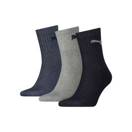 Sportsocken Puma "short crew", Herren, Gr. 35-38, blau (navy, grau, schwarz), Baumwollmischung, Elasthan, Polyamid, Polyester, unifarben, elastisch, Socken Sportsocken, gepolsterte Frottee-Sohle, atmungsaktiv