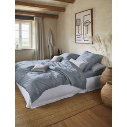 Bettw&auml;sche Irisette "Premium Satin Bettw&auml;sche Paris", blau, B/L: 140cm x 200cm, 1 Stk., 1 Stk., Mako-Satin, B/L: 90cm x 70cm, 2 tlg., Mako-Satin, Obermaterial: 100% Baumwolle, Bettw&auml;sche, Bettw&auml;sche, hochwertige Uni Premium Bettw&auml;sche mit Rei&szlig;verschluss, 100% Baumwolle
