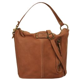 Umh&auml;ngetasche CLUTY, Damen, Gr. B/H/T: 28cm x 25cm x 7cm onesize, braun (cognac), Leder, unifarben, Taschen Umh&auml;ngetasche, echt Leder, Made in Italy