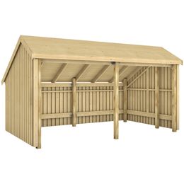 Gartenhaus Plus "Multi", beige (natur), Holzwerkstoff, Gartenh&auml;user, Gartenhaus, Gartenhaus 10,5 m&sup2;, 2 Module offen, inkl. Dachpappe/Aluleisten/H-F&uuml;&szlig;e