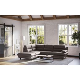 Ecksofa COTTA "Pike L-Form, B: 266 cm", cocoa, B:266cm H:90cm T:217cm, GEDECKTES RINDSLEDER, Sofas, Ecksofa, optional Bettfunktion & Bettkasten