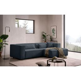Ecksofa "PIARA mit Kedernaht, Cord, Leinenoptik o. Strukturstoff, Couch, L-Form", grau (dunkelgrau), B:267cm H:66cm T:167cm, 100% Polyester, LeGer Home by Lena Gercke, Sofas, Ecksofa, wahlweise Ottomane rechts/links, schwarze F&uuml;&szlig;e, bequemer Sitzkomfort
