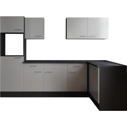 Winkelk&uuml;che respekta "Oliver", k&uuml;che: wei&szlig;, front: wei&szlig;, korpus: grau matt, arbeitsplatte: granit optik, B:280cm H:205cm T:172cm, Komplettk&uuml;chen-Sets, Breite 280 cm, 90 cm Arbeitsh&ouml;he, in exklusiver Konfiguration f&uuml;r OTTO