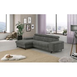 Ecksofa COTTA "Emma L-Form, B: 267 cm", grau (steel), B:267cm H:97cm T:165cm, Sofas, Ecksofa, mit Kopfteilverstellung, optional Bettfunktion & Bettkasten