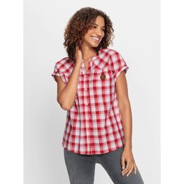 WITT Damen Karobluse mit abgerundetem Saum, rot-wei&szlig;-kariert, Gr&ouml;&szlig;e 40