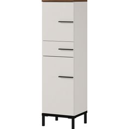 Midischrank Germania "Yonkers", braun (kaschmir, nussbaum, nachbildung), B:34cm H:123cm T:34cm, Schr&auml;nke, Midischrank, Hochwertige ABS-Kanten, Steggriffe, hohe F&uuml;&szlig;e aus Metall, T&uuml;rd&auml;mpfung