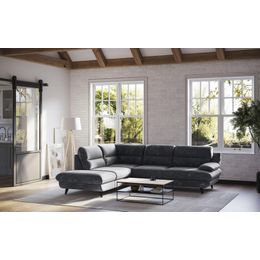 Ecksofa COTTA "Pike L-Form, B: 266 cm", coal, B:266cm H:90cm T:217cm, 92% POLYESTER (PES) / 8% POLYAMID (PA);45000, Sofas, Ecksofa, optional Bettfunktion & Bettkasten