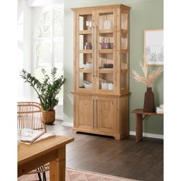 Vitrine OTTO HOME "Meliss", beige (natur), B:94cm H:210cm T:39cm, Massivholz, Schr&auml;nke, Vitrine, aus massiver Kiefer, FSC zertifiziert, Breite 94 cm
