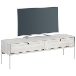 Lowboard OTTO HOME "Freya", beige (creme, wei&szlig;), B:140cm H:45cm T:40cm, Sideboards, Lowboard, Kommode mit 2 Klappen, Metallgriffen, aus Massivholz, Breite 140 cm