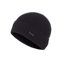 Beanie BOSS "Fati", Herren, blau (dunkelblau), Grobstrick, Wolle, unifarben, M&uuml;tzen Beanie, aus Rippenstrick