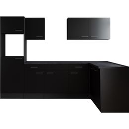 Winkelk&uuml;che respekta "Oliver", k&uuml;che: schwarz, front: schwarz, korpus: grau matt, arbeitsplatte: granit optik, B:280cm H:205cm T:172cm, Komplettk&uuml;chen-Sets, Breite 280 cm, 90 cm Arbeitsh&ouml;he, in exklusiver Konfiguration f&uuml;r OTTO