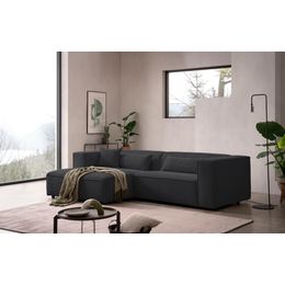 Ecksofa "PIARA mit Kedernaht, Cord, Leinenoptik o. Strukturstoff, Couch, L-Form", anthrazit, B:267cm H:66cm T:167cm, 100% Polyester, LeGer Home by Lena Gercke, Sofas, Ecksofa, wahlweise Ottomane rechts/links, schwarze F&uuml;&szlig;e, bequemer Sitzkomfort
