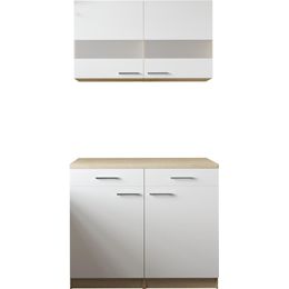 Mehrzweckschrank-Set respekta "Merle", wei&szlig;, B:100cm H:200cm T:60cm, Kastenm&ouml;bel-Sets, Breite 100 cm, Soft-Close, Metallstangengriffe, 85 cm Arbeitsh&ouml;he