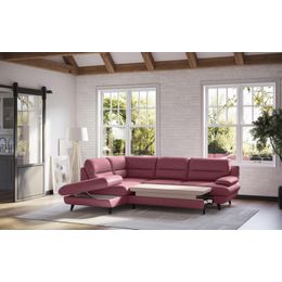 Ecksofa COTTA "Pike L-Form, B: 266 cm", rot, B:266cm H:90cm T:217cm, GEDECKTES RINDSLEDER, Sofas, Ecksofa, optional Bettfunktion & Bettkasten