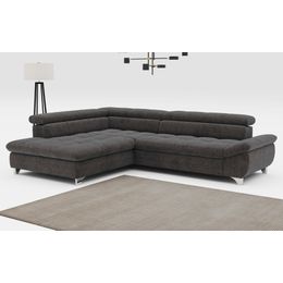 Ecksofa COTTA "Gemini L-Form, B: 312 cm", braun (mud), B:312cm T:234cm, Sofas, Ecksofa, mit Kopfteilverstellung, optional Bettfunktion