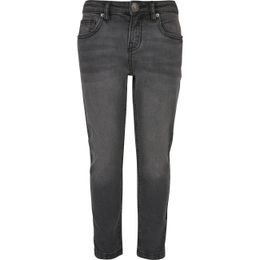 Stoffhose Urban Classics "Urban Classics Herren Boys Stretch Denim Pants", M&auml;dchen, Gr. 110/116, Normalgr&ouml;&szlig;en, schwarzwashed, 98% Baumwolle, 2% Elasthan, unifarben, normal, Hosen Stoffhose