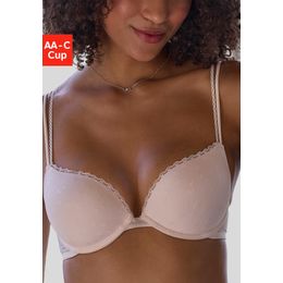 Push-up-BH Petite Fleur, Damen, Gr. 70, Cup B, beige (wei&szlig;, puder), Mesh, Obermaterial: 80% Polyamid, 20% Elasthan, BHs Push-up-BH, aus s&uuml;&szlig;em Herzchen-Mesh mit edlen Spaghettitr&auml;gern, sexy Dessous