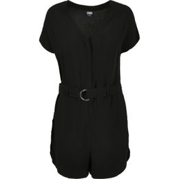 Urban Classics Damen Jumpsuit "Urban Classics Damen Ladies Short Viscose Belt Jumpsuit"schwarz, Gr. L, 100% Viskose, Overalls