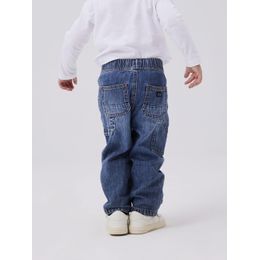 Straight-Jeans name it "NMMRYAN JOG JEANS 9900-BY NOOS", Jungen, Gr. 80, N-Gr, blau (dunkelblau denim), Denim/Jeans, Obermaterial: 100% Baumwolle, unifarben, straight fit, Jeans Straight-Jeans