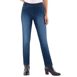 Schlupfjeans Inspirationen, Damen, Gr. 195, Extrakurzgr&ouml;&szlig;en, blau (dunkelblau), 78% Baumwolle, 20% Polyester, 2% Elasthan, unifarben, lang, Jeans Schlupfjeans