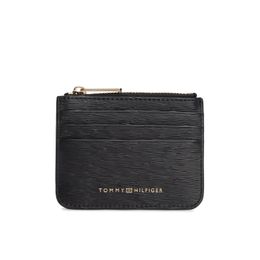 Kartenetui Tommy Hilfiger "TH MODERN CC HOLDER", Damen, schwarz, Lederimitat, unifarben, Basic, Kleinlederwaren, Unisex Minigeldbeutel, Portemonnaie mit Logo-Schriftzug