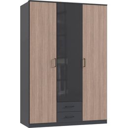 Kleiderschrank wimex "Fulda, 135 oder 180/58/199cm, 2 Schubladen, Made in Germany", bunt (grafit, au&szlig;ent&uuml;ren multiplex optik), B:135cm H:199cm T:58cm, Schr&auml;nke, Kleiderschrank, besonderer Look durch Multiplex Optik, mit oder ohne Glasauflage