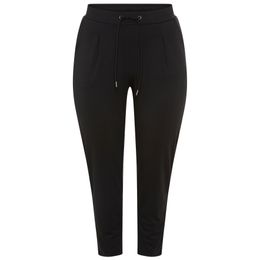 Jogger Pants LAURA SCOTT CURVE, Damen, Gr. 42, N-Gr, schwarz, Milano Rib, Obermaterial: 65% Viskose, 30% Polyester, 5% Elasthan, Basic, figurumspielend kn&ouml;chellang, Hosen, im sportiven Look aus formstabilem, elastischem Stoff - GROSSE GR&Ouml;SSE