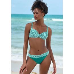 B&uuml;gel-Bikini JETTE, Damen, Gr. 44, Cup C, gr&uuml;n (gr&uuml;n, wei&szlig;), Polyamid, bedruckt, Bikini-Sets B&uuml;gel-Bikini, im trendigen Zick-Zack-Design