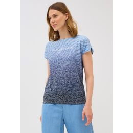 T-Shirt Cecil, Damen, Gr. L (42), blau (urban dunkelblau), Stoff, 65% Polyester, 35% Viskose, bedruckt, normal normal, U-Boot-Ausschnitt, abgesteppt, Shirts T-Shirt, Feel Good Fit