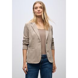 Kurzblazer Street One, Damen, Gr. 46, morning beige, Cord, Obermaterial: 90% Polyester, 8% Polyamid, 2% Elasthan; Futter: 100% Polyester, unifarben, normal normal, V-Ausschnitt, abgesteppt, Blazer Kurzblazer, mit Reverskragen