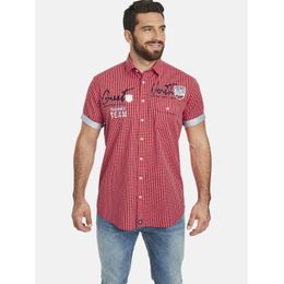 Karohemd Jan Vanderstorm "Kurzarmhemd AJULE", Herren, Gr. XL, weit, rot (rot kariert), Obermaterial: 100% Baumwolle CO., Hemden Karohemd