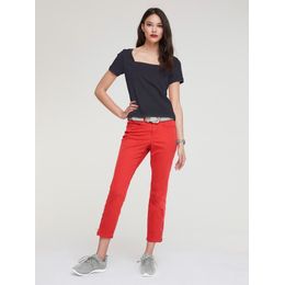 Kurzarmshirt Heine "Carr&eacute;-Shirt", Damen, Gr. 36, blau (marine), 100% Baumwolle, unifarben, eckiger Ausschnitt, Shirts