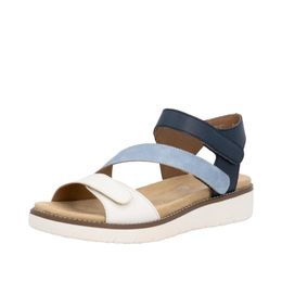 Sandale Remonte, Damen, Gr. 38, blau, sanftes wei&szlig;, Leder, Lederimitat, Schuhe Sandale, Sommerschuh, Klettschuh, Sandalette, Riemchensandale mit Softfu&szlig;bett