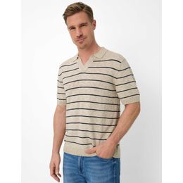 Rundhalspullover Brax "Style PASCAL", Herren, Gr. 5XL, beige, Strick, 41% Baumwolle, 31% Leinen, 28% Lyocell, Pullover Rundhalspullover